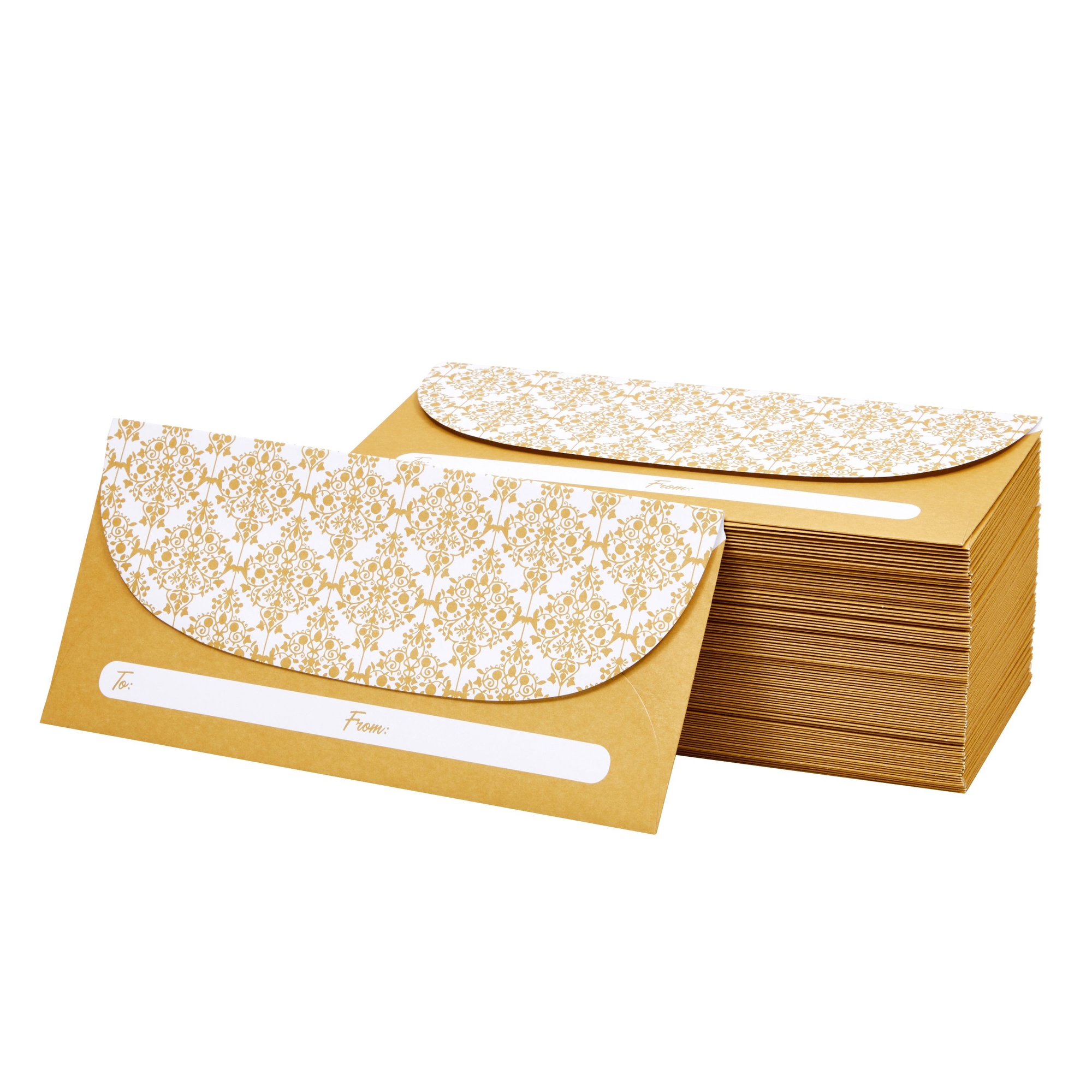 100 Pack Gold Money Envelopes for Cash Gifts, Fancy Decorative Design ...