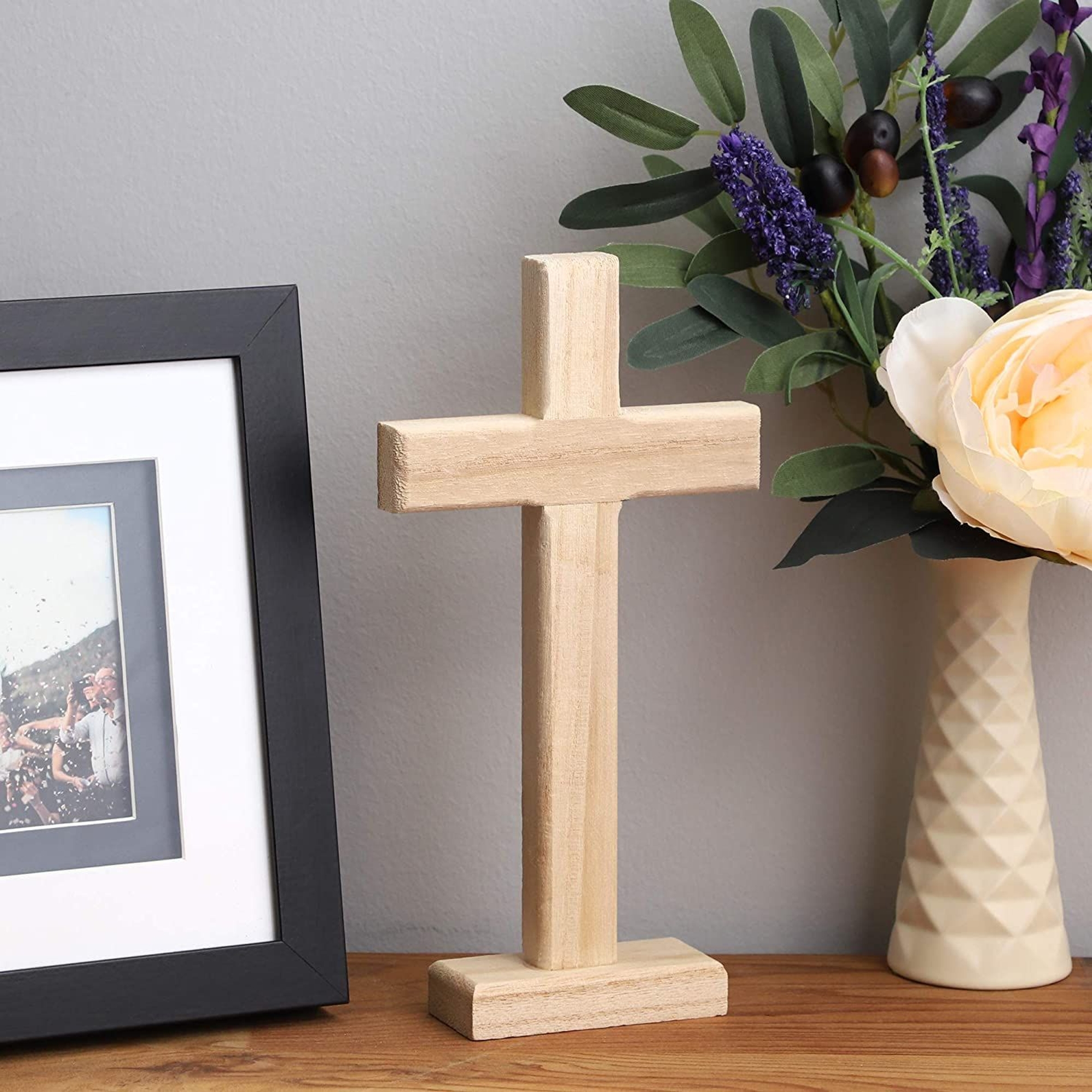 3x Easter Unfinished Wood Crosses for Crafts Table Displays Home Decor ...