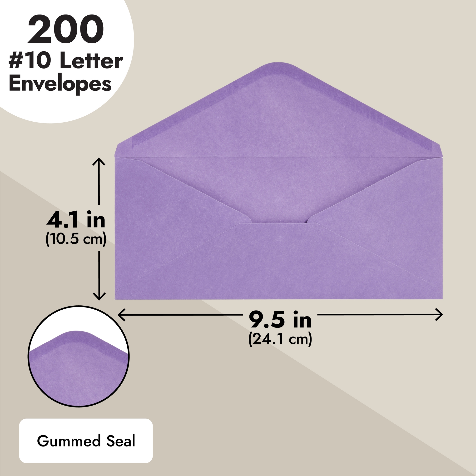 200 Pack Bulk #10 Purple Envelopes, Gummed Seal for Invitations, 4.1in ...